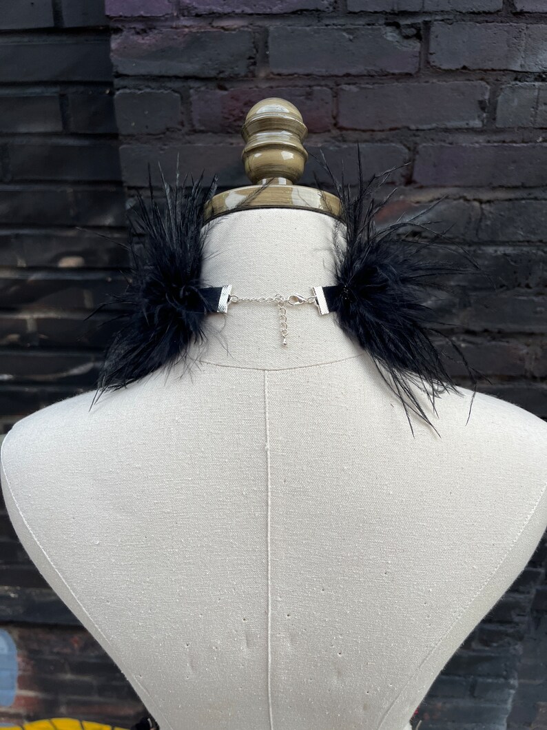 Black Ostrich Feather Choker Collar Goth Burlesque Velvet Feather ...