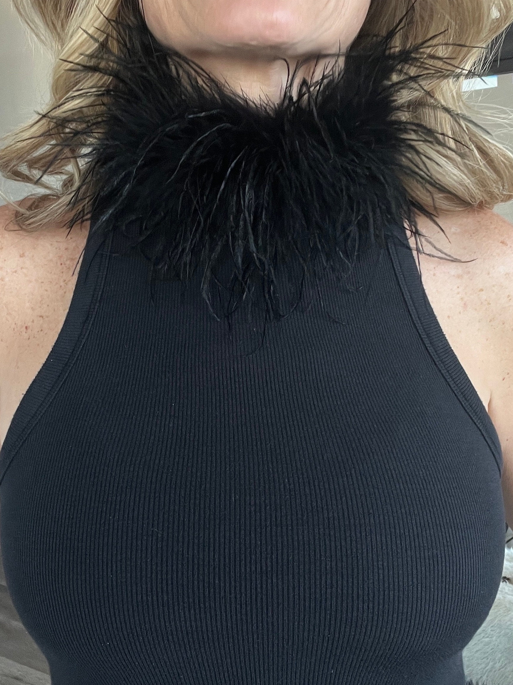 Black Ostrich Feather Choker Collar Goth Burlesque Velvet Feather ...