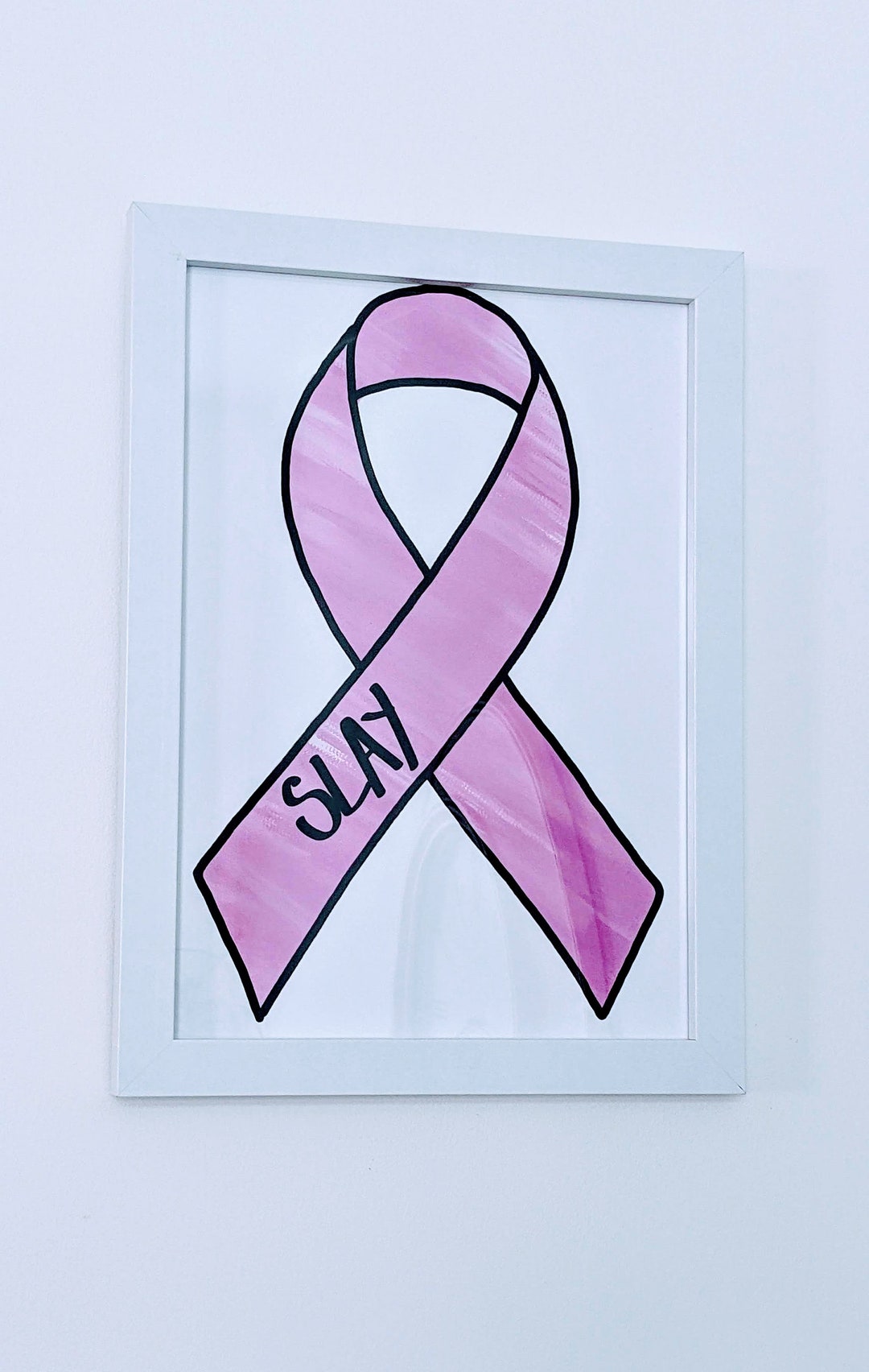 Pink Cancer Ribbon Wall Print - Slay - Etsy