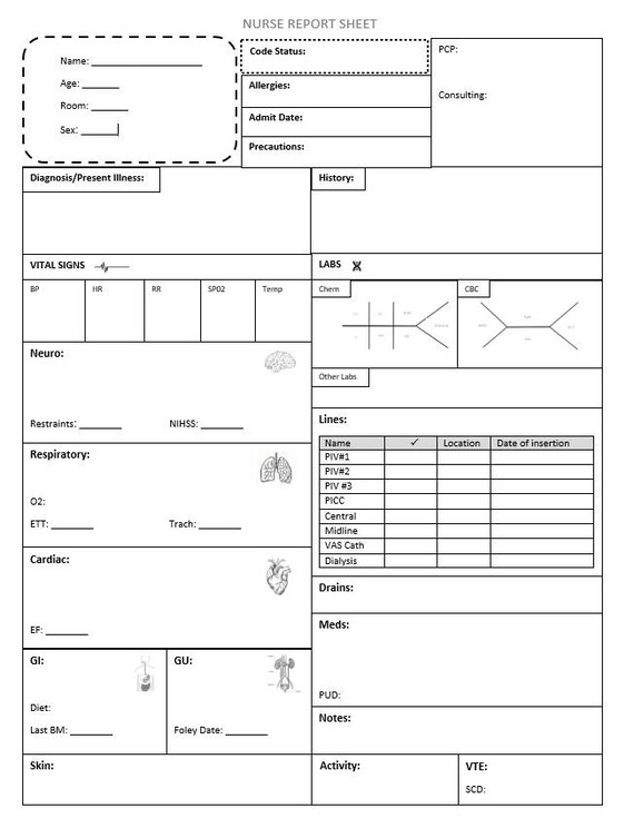 Best Nurse Report Sheet | Etsy