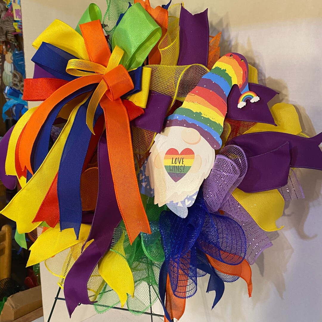 Pride LGBTQ Rainbow Wreath for Front Door, Gay Pride Wreath, Rainbow ...