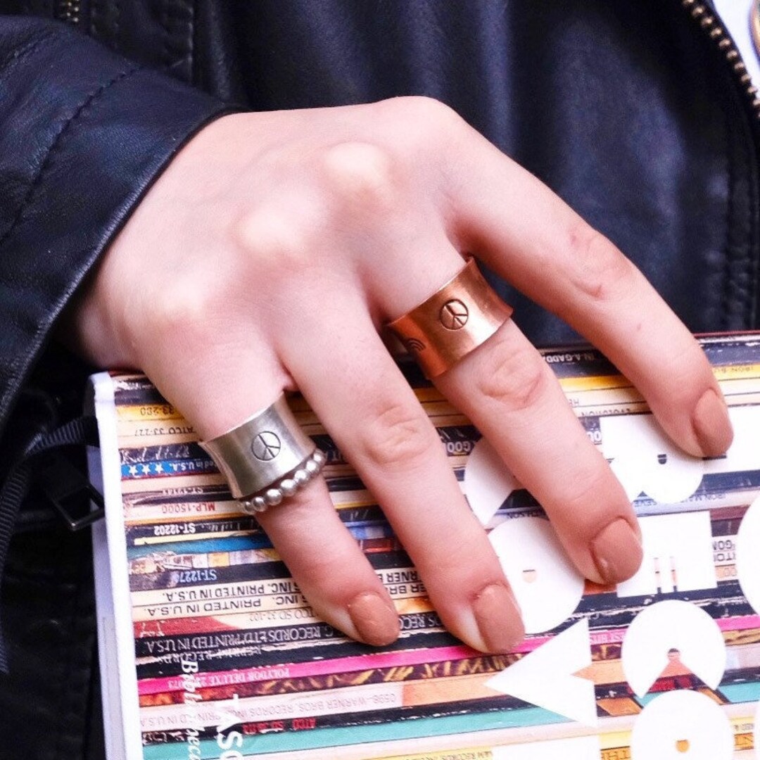 Minimalist Peace Sign Statement Ring • Available in Sterling Silver ...