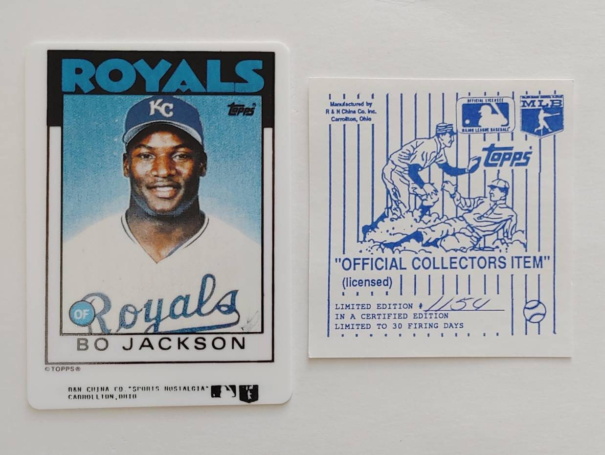 Bo Jackson Limited Edition Porcelain Baseball Card 1986 Topps Rookie ...