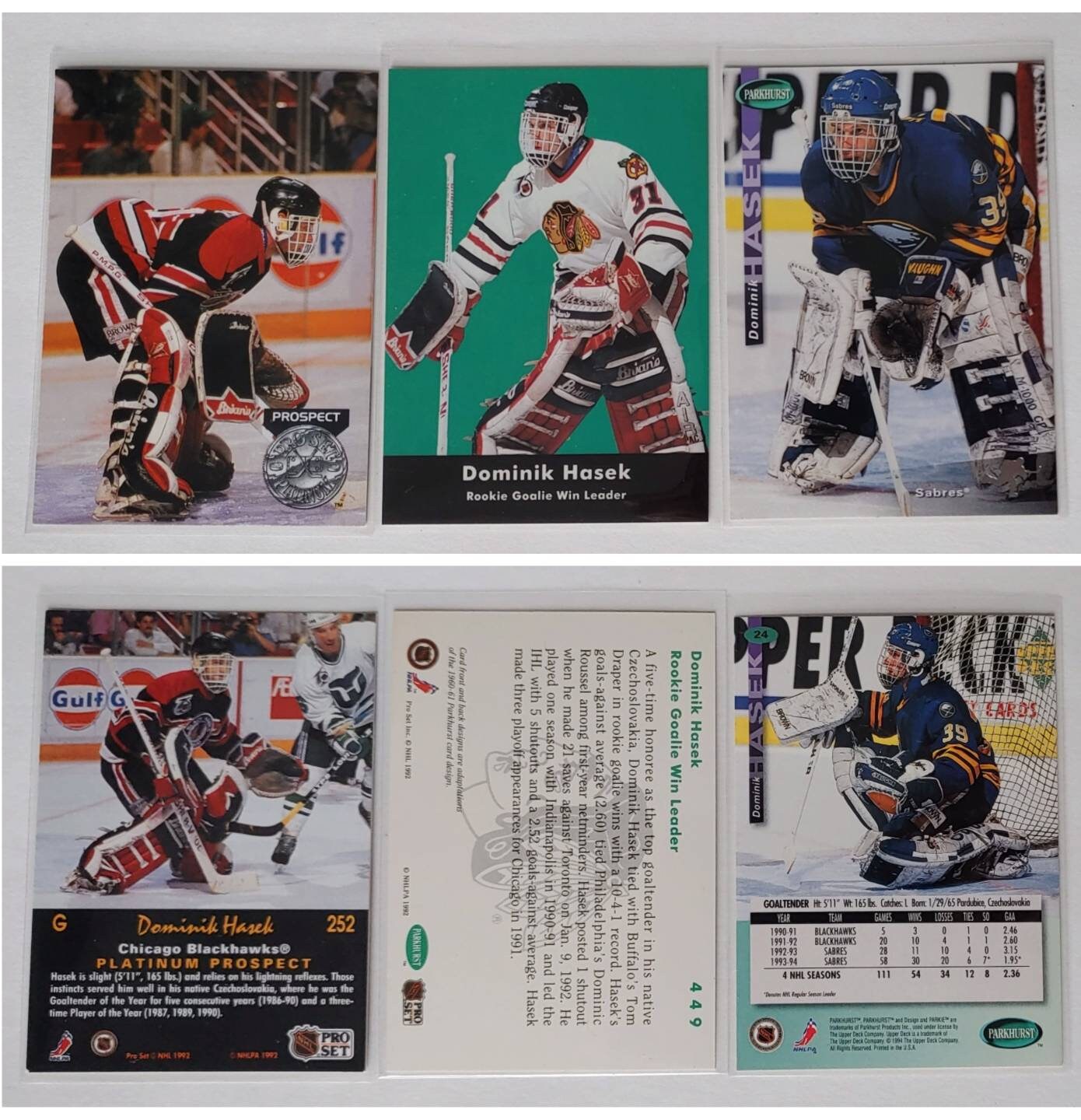 Dominik Hasek ROOKIE Cards 11 Hockey Cards to Choose From 1991-1995 ...