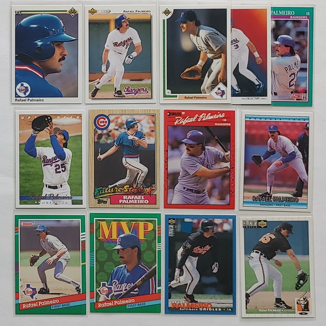 Rafael Palmeiro ROOKIE Card Included in 13-card Lot 1987-1995 Texas ...