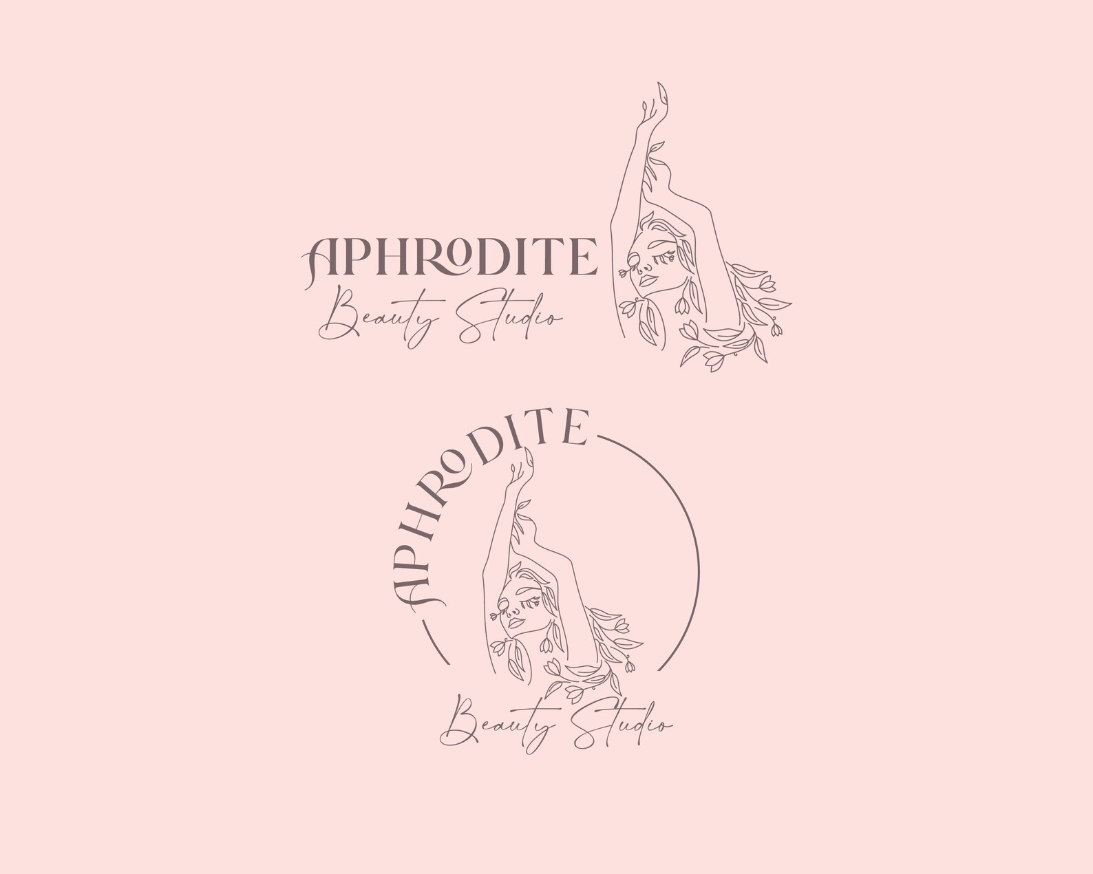 Hair Logo Design, Female Flowers, Head Drawing, Line Logo, Simple Stamp ...