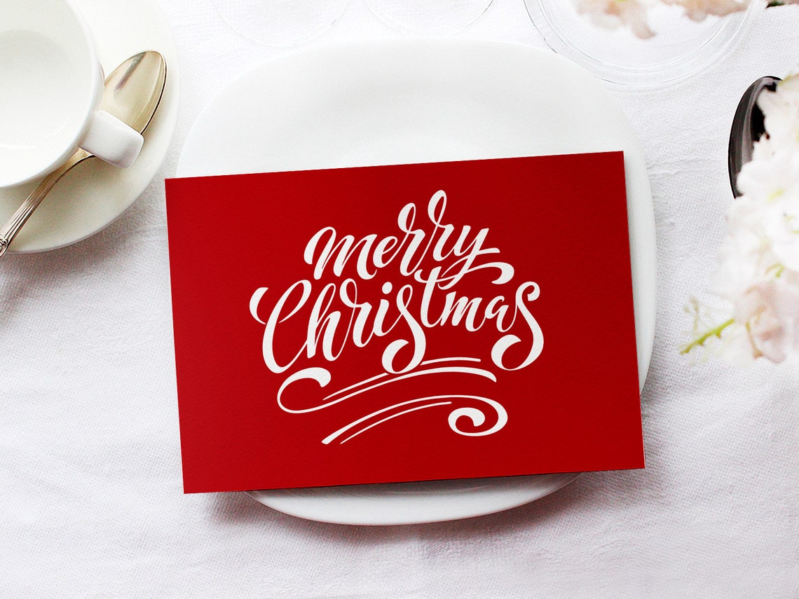 Merry Christmas Handwritten Lettering, Typography Vector Design for ...