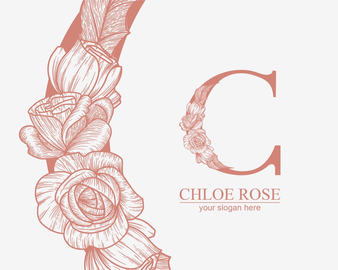 C Logo 1-letter C Monogram. Floral Style Rose. Monogram of a - Etsy