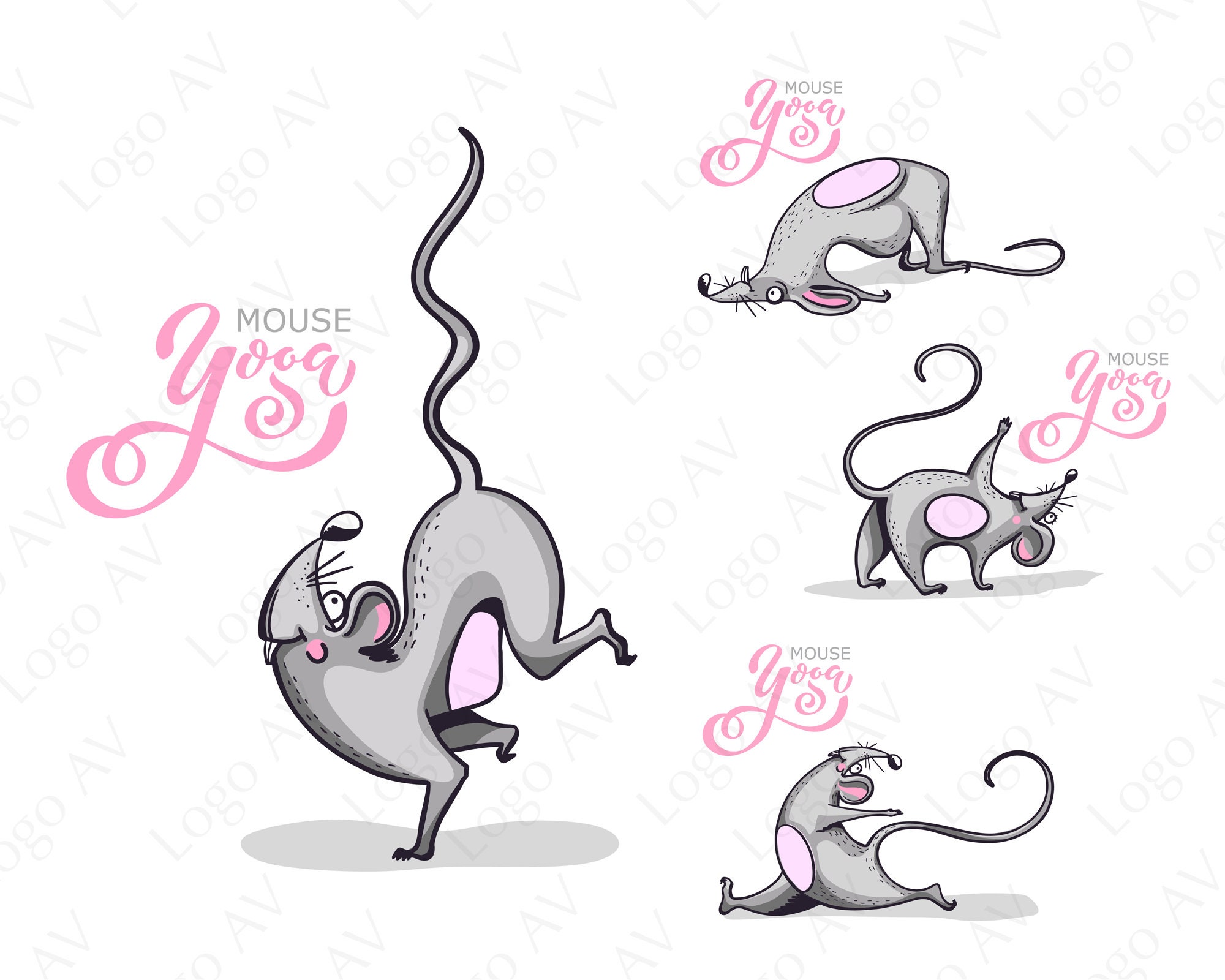 Yoga Svg, Mouse Yoga Svg. A Set of Mice in a Yoga Pose 23 Pcs. Yoga ...