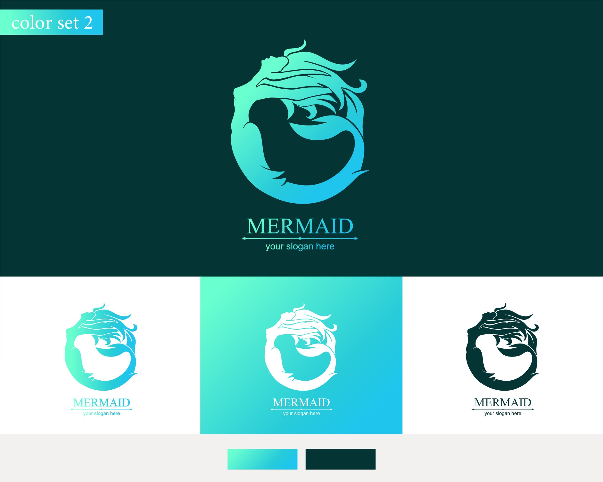 Mermaid Logo. Siren and Marine Girl With a Tail. Beauty Logo Design ...
