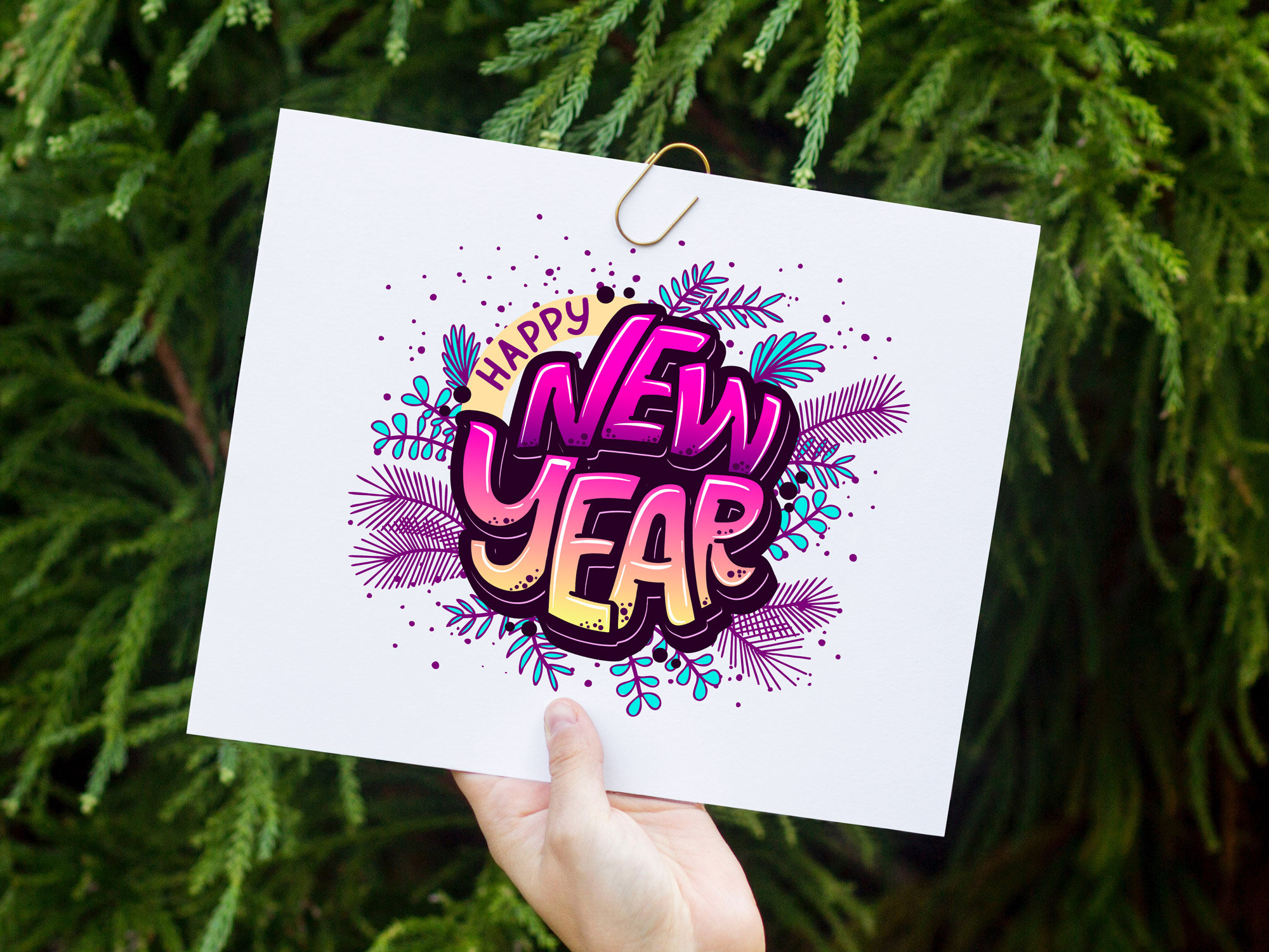 Happy New Year Handwritten Lettering, Typography Vector Design for ...
