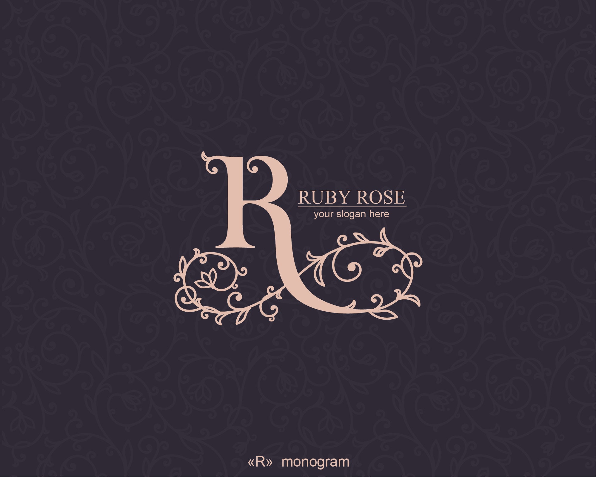 R Logo 1-letter R Monogram. Floral Style Rose. Monogram of a - Etsy