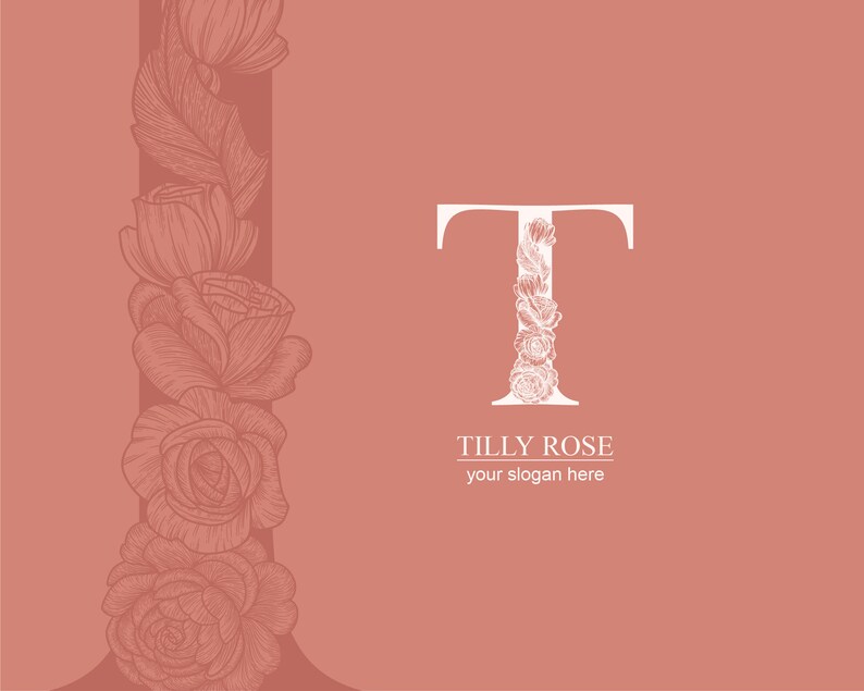 T Logo, 1-letter T Monogram. Floral Style Rose. Monogram of a Modern ...