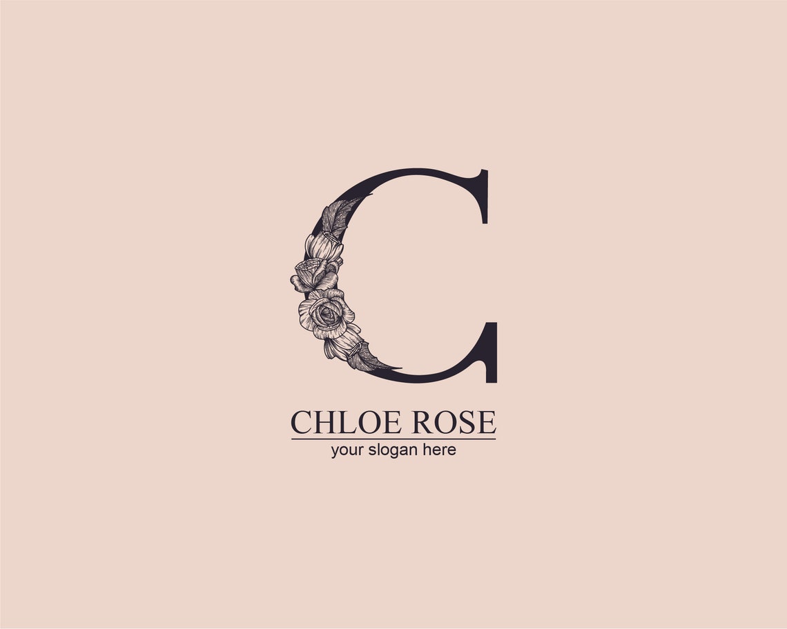 C Logo 1-letter C Monogram. Floral Style Rose. Monogram of a - Etsy