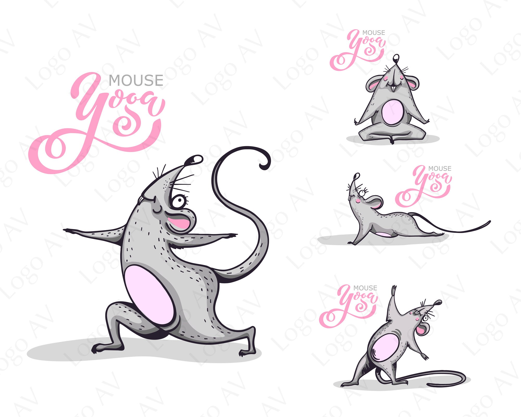 Yoga Svg, Mouse Yoga Svg. A Set of Mice in a Yoga Pose 23 Pcs. Yoga ...