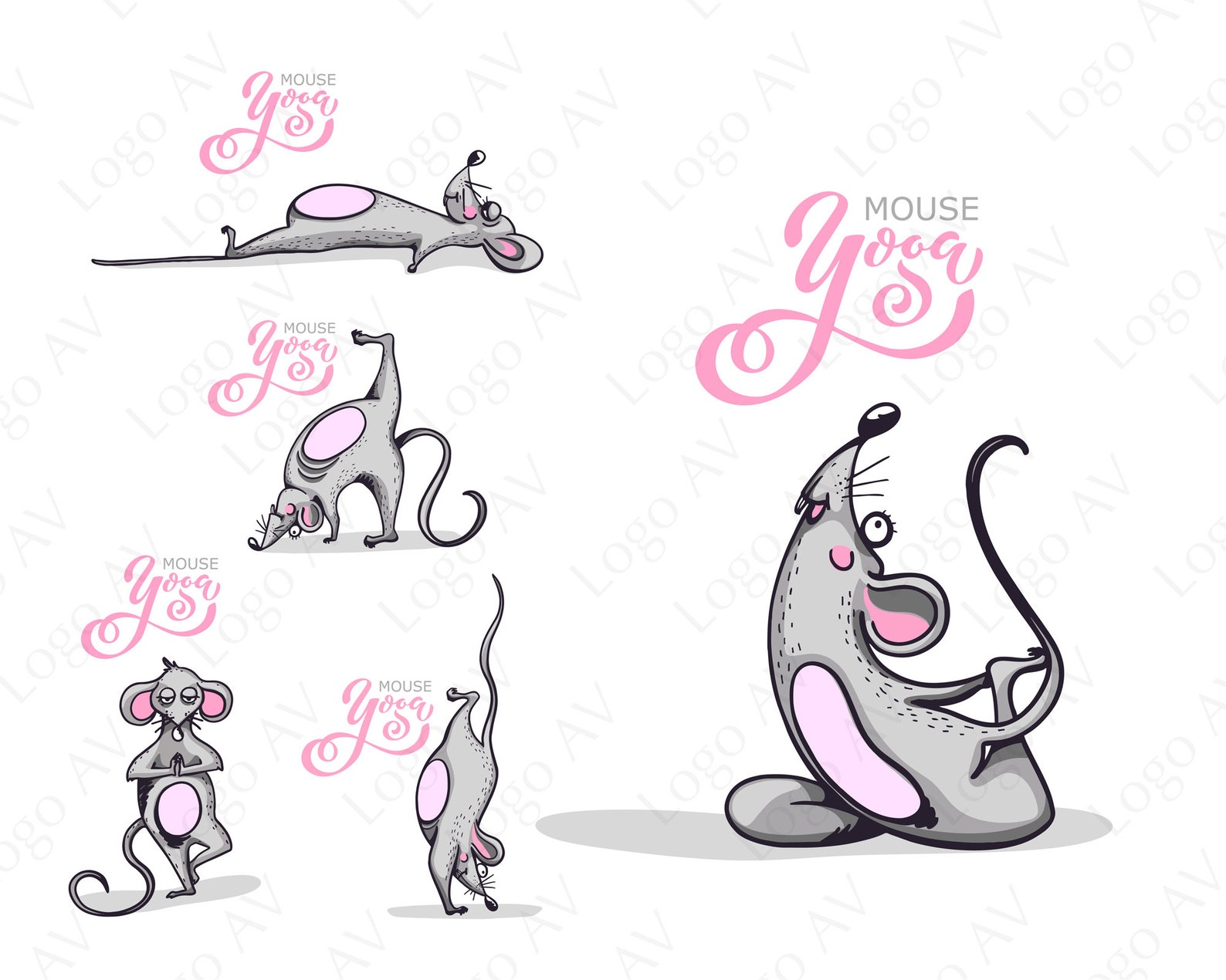 Yoga Svg, Mouse Yoga Svg. A Set of Mice in a Yoga Pose 23 Pcs. Yoga ...