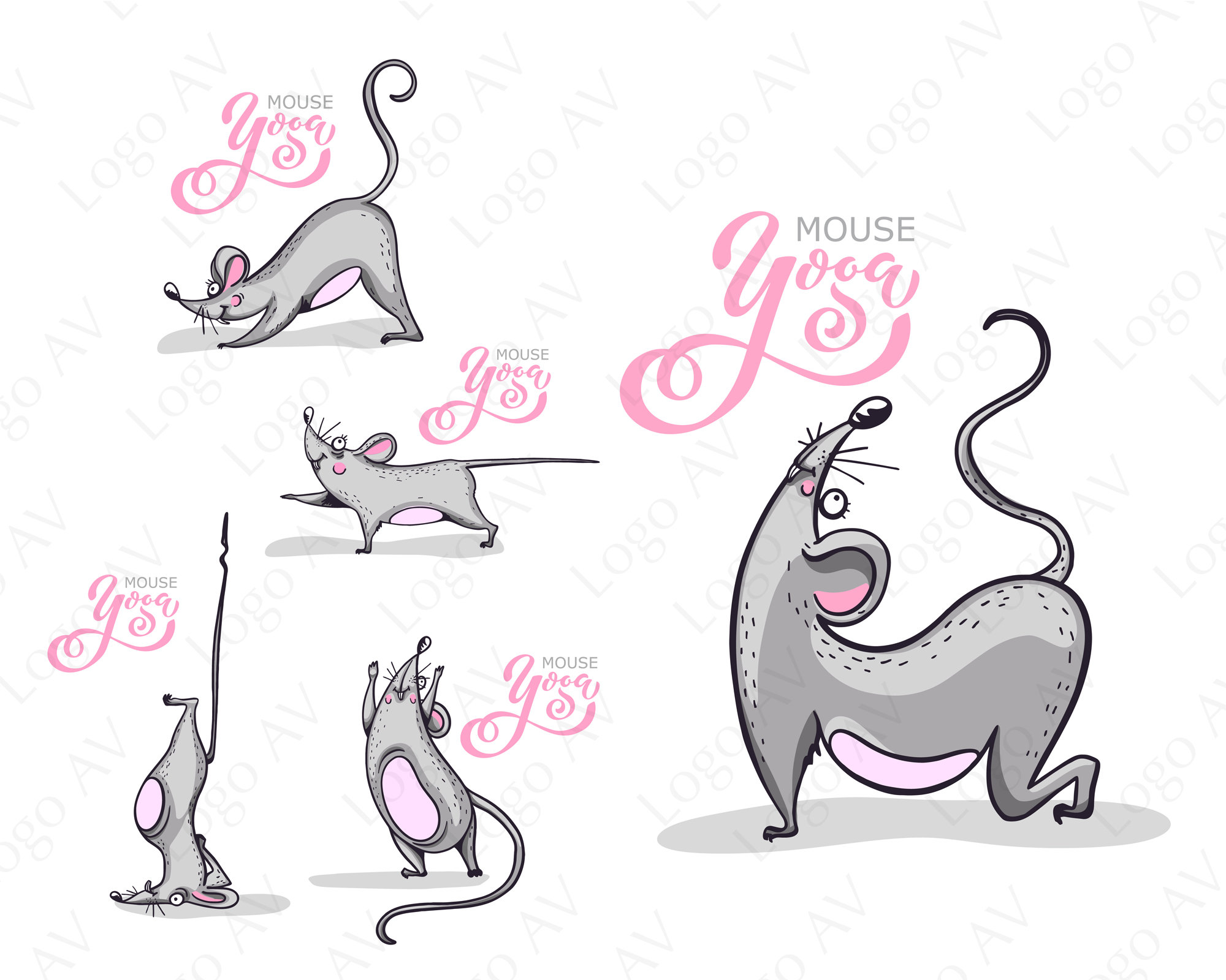 Yoga Svg, Mouse Yoga Svg. A Set of Mice in a Yoga Pose 23 Pcs. Yoga ...