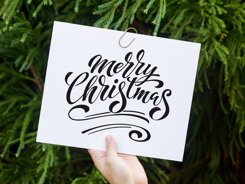 Merry Christmas Handwritten Lettering, Typography Vector Design for ...