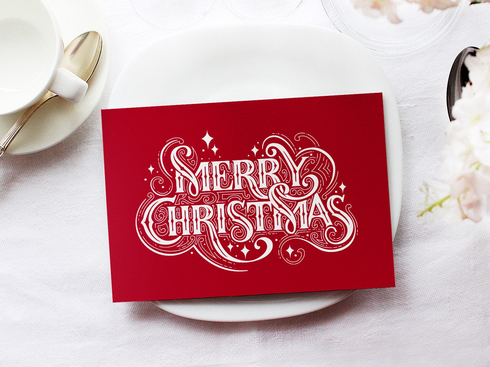 Merry Christmas Handwritten Lettering Typography Vector Design for ...