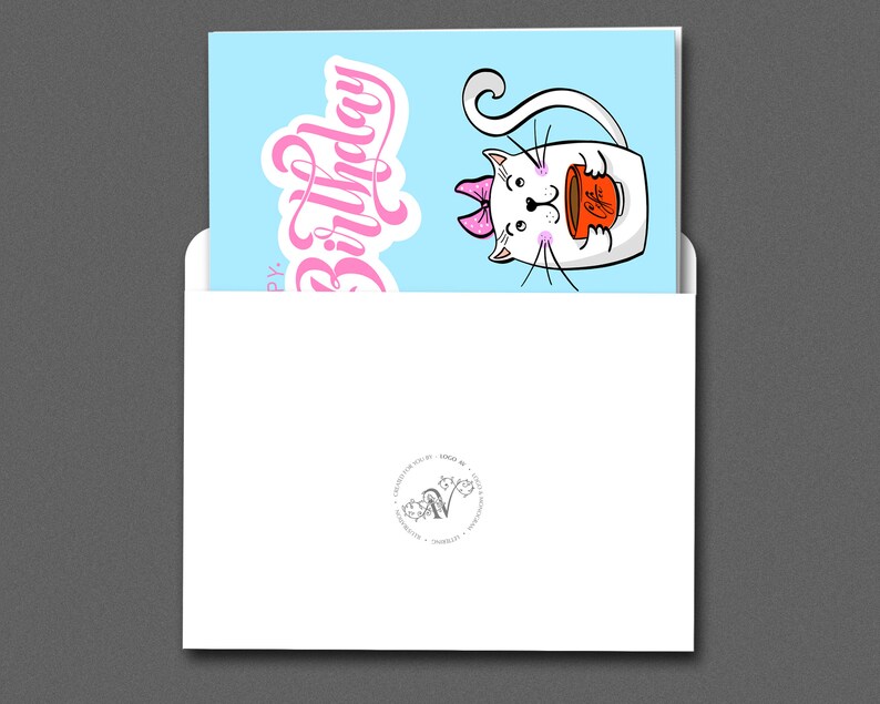 Happy Birthday Greeting Card With Funny Cat. Handwritten - Etsy