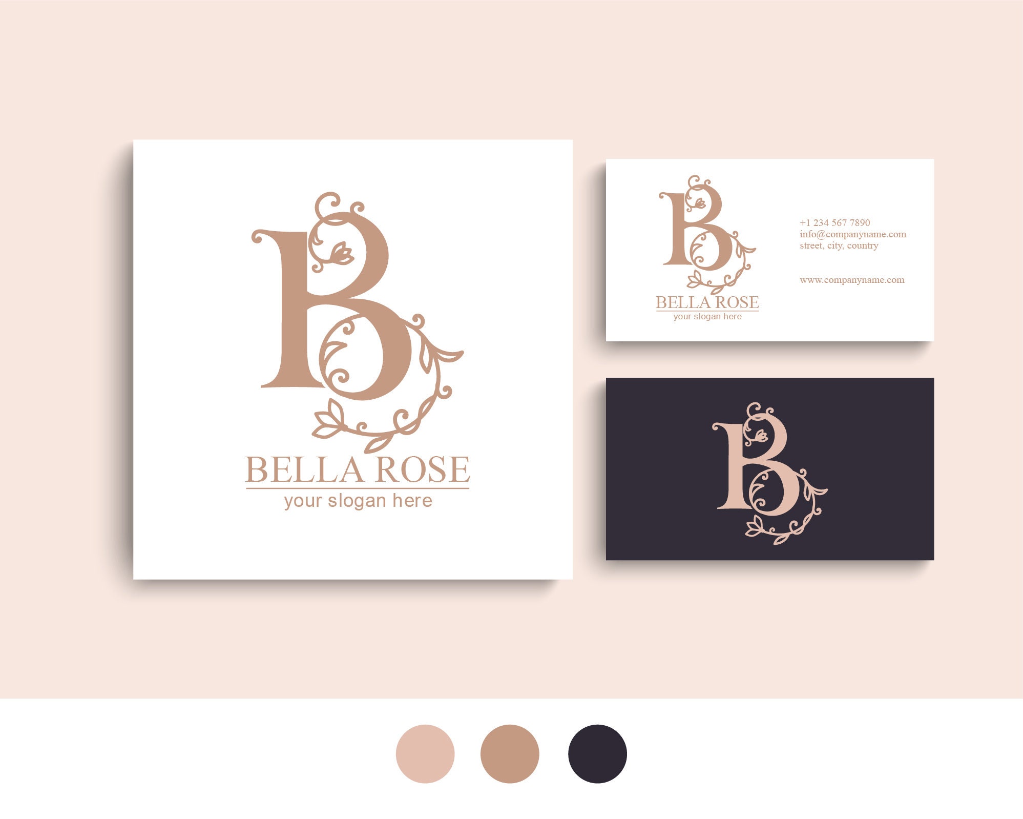 B Logo 1-letter B Monogram. Floral Style Rose. Monogram of a - Etsy