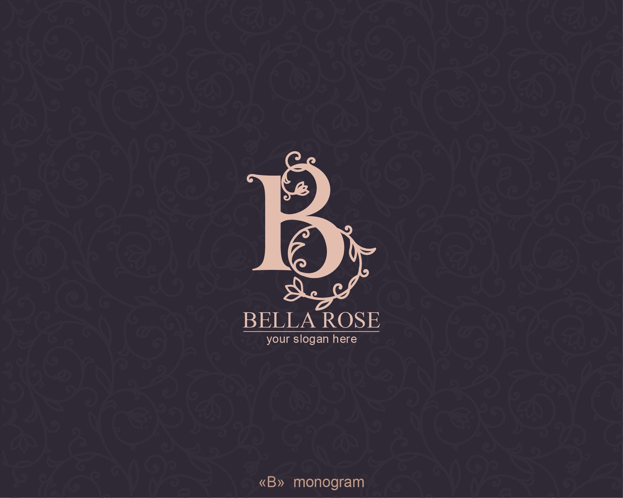 B Logo 1-letter B Monogram. Floral Style Rose. Monogram of a - Etsy