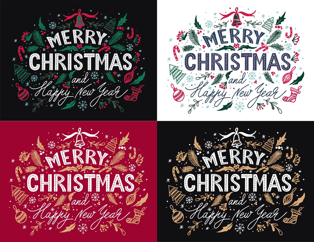 Merry Christmas Handwritten Lettering, Typography Vector Design for ...