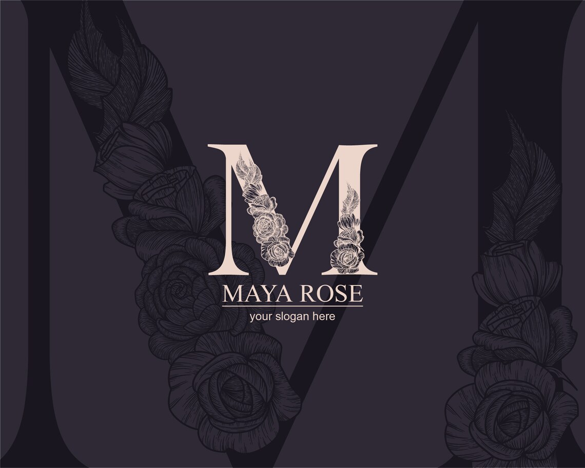M Logo 1-letter M Monogram. Floral Style Rose. Monogram of a | Etsy