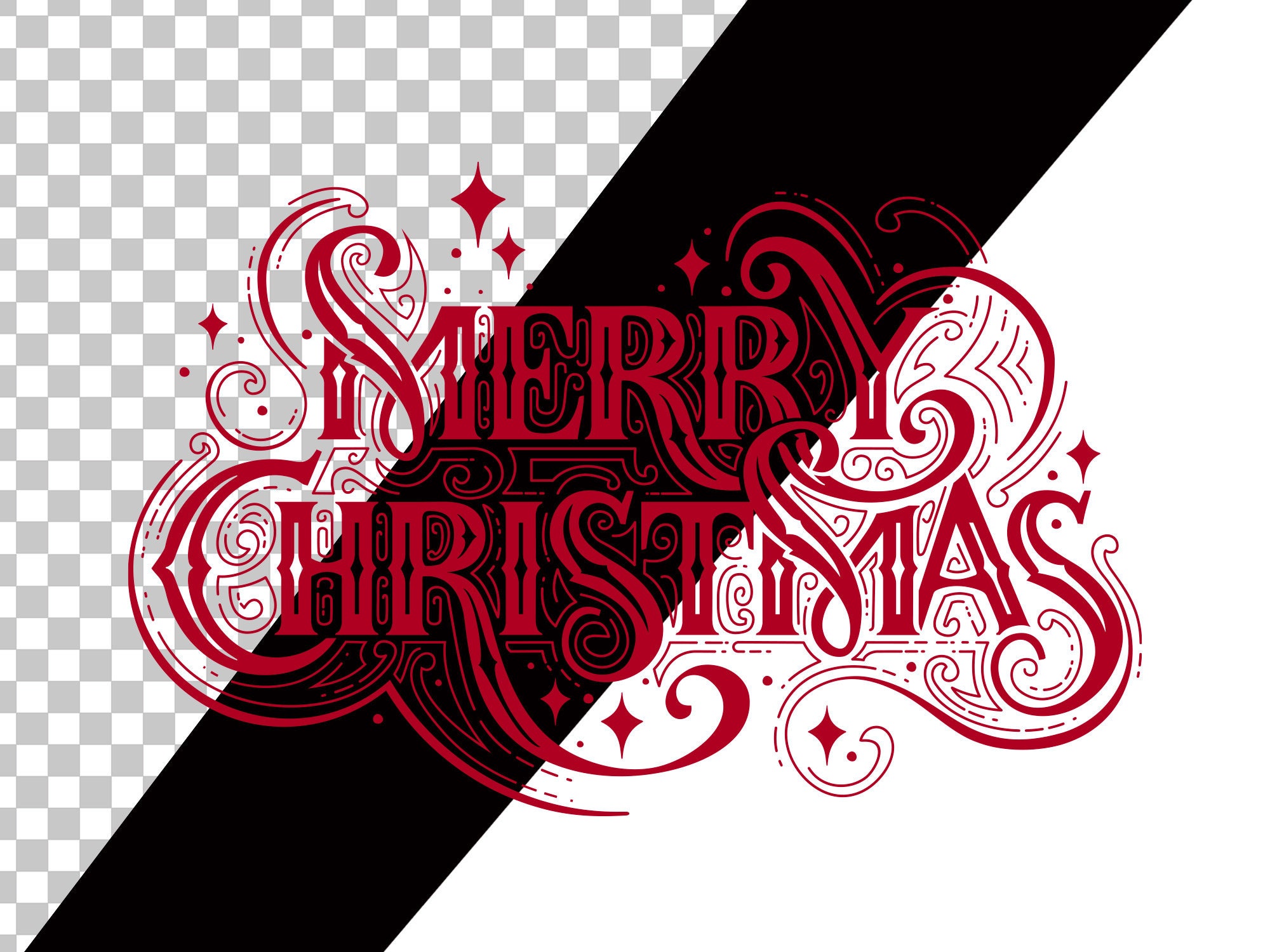Merry Christmas Handwritten Lettering Typography Vector Design for ...