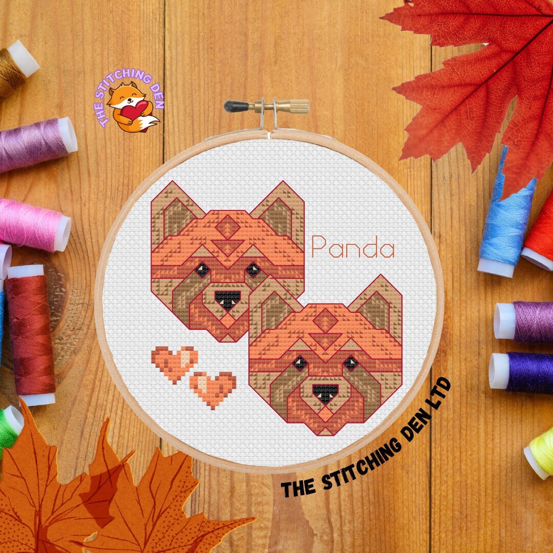 Red Pandas Cross Stitch Kit // Animal Cross Stitch Kit Lesser - Etsy