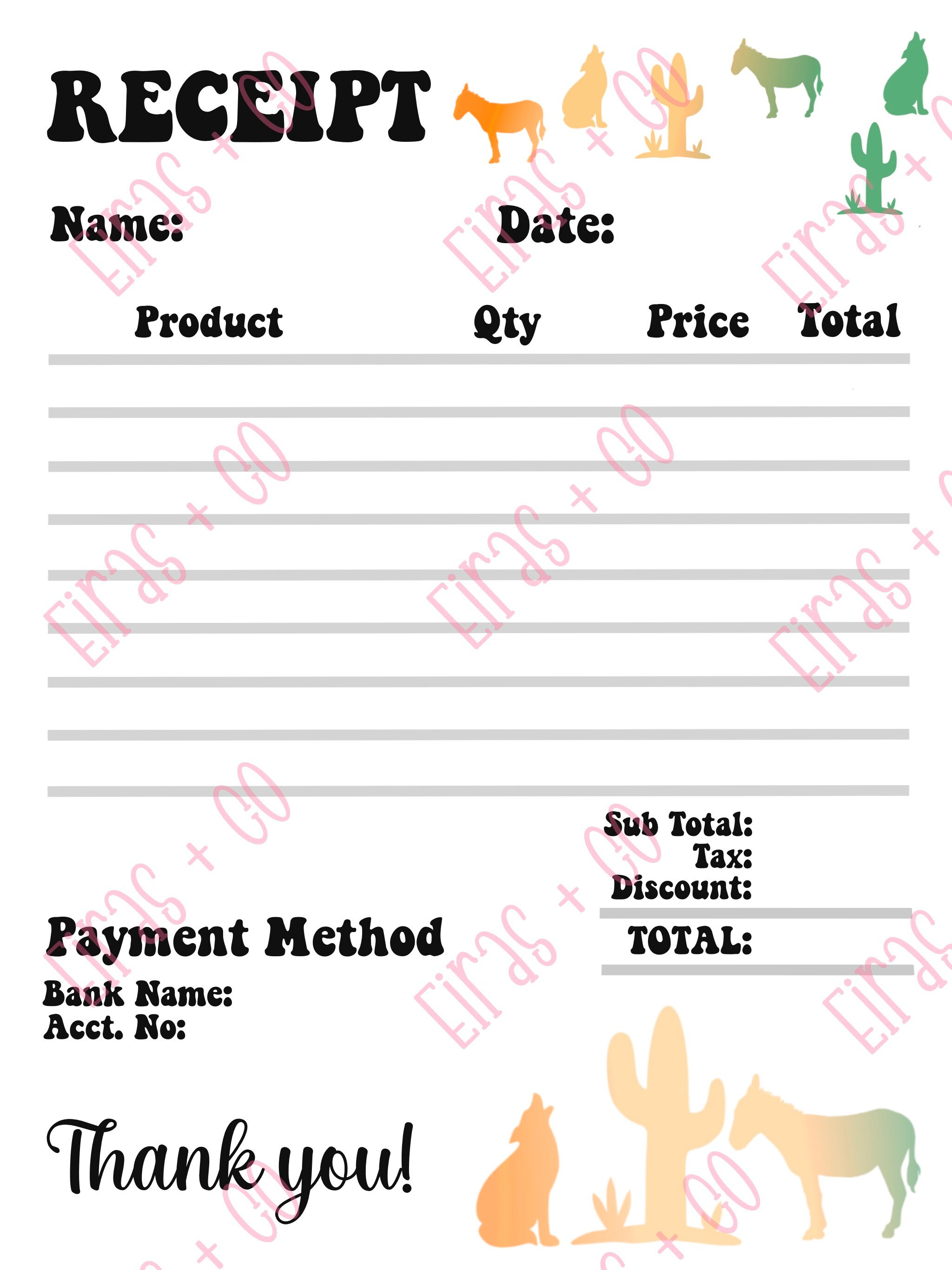 Receipt Template - Etsy