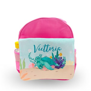 Personalised Custom Turtle Girls Kids Pink Backpack Children's School ...