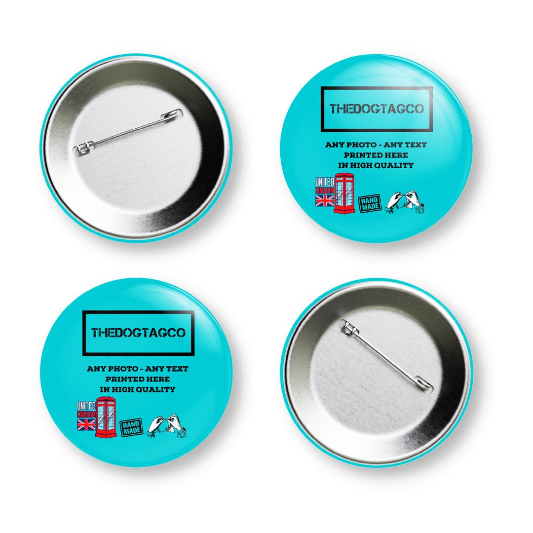 Custom Any Photo or Text Pin Badge 44mm metal & Plastic - Etsy