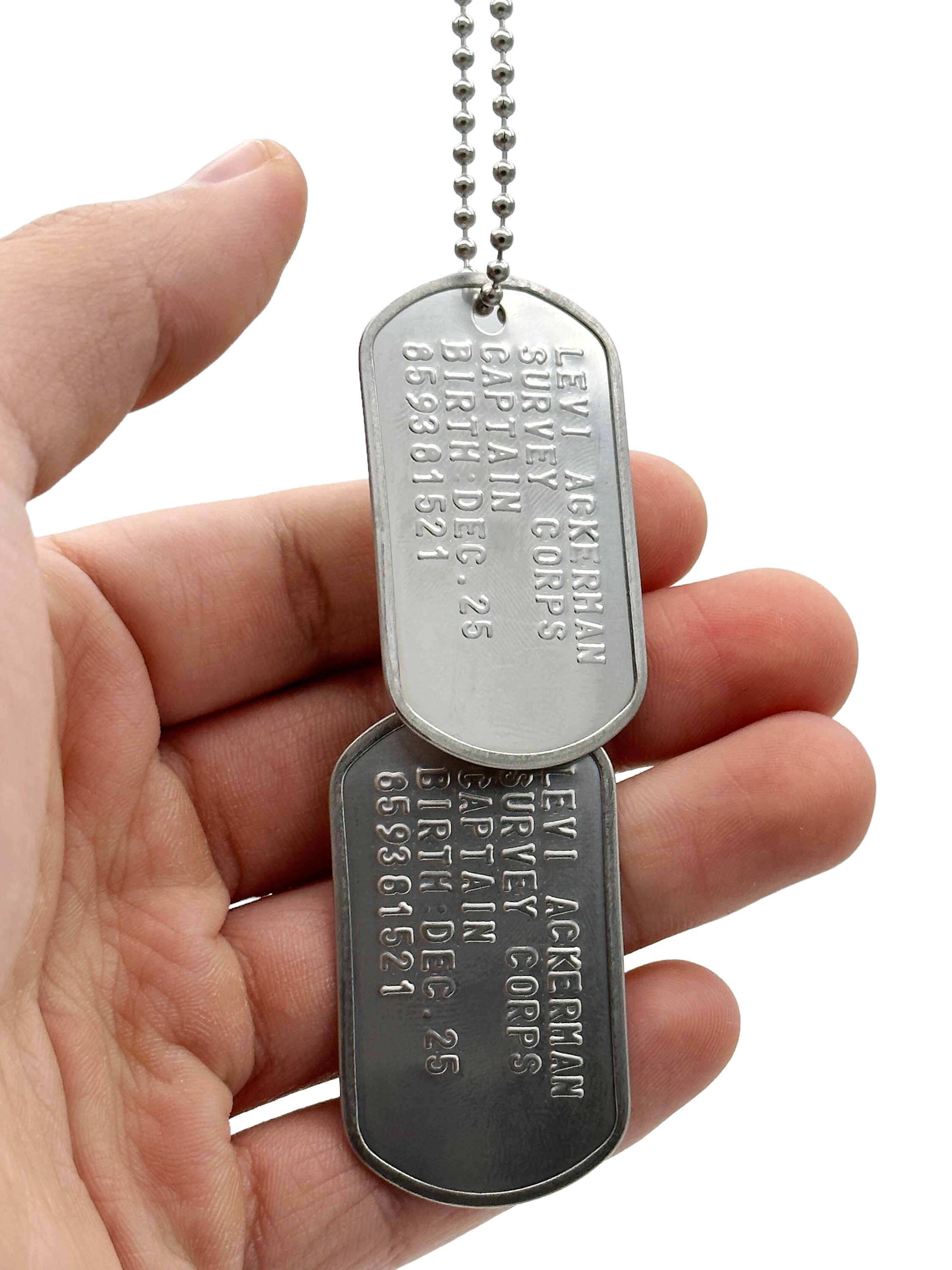 LEVI Anime Military Dog Tags - Costume Cosplay Prop Replica - Stainless ...