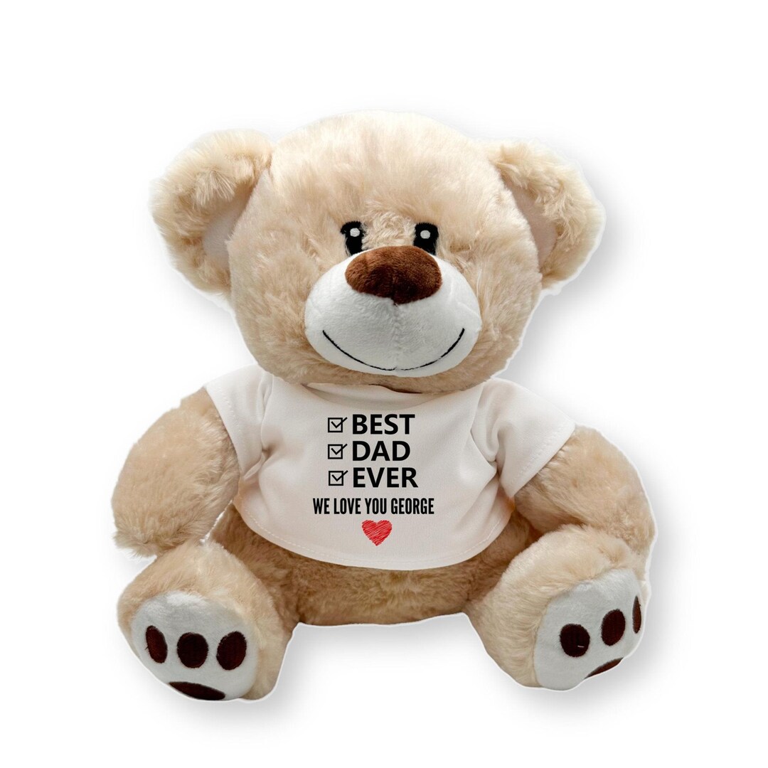 PERSONALISED Best Dad Ever Teddy Bear Custom Name Soft Plush FATHER'S ...