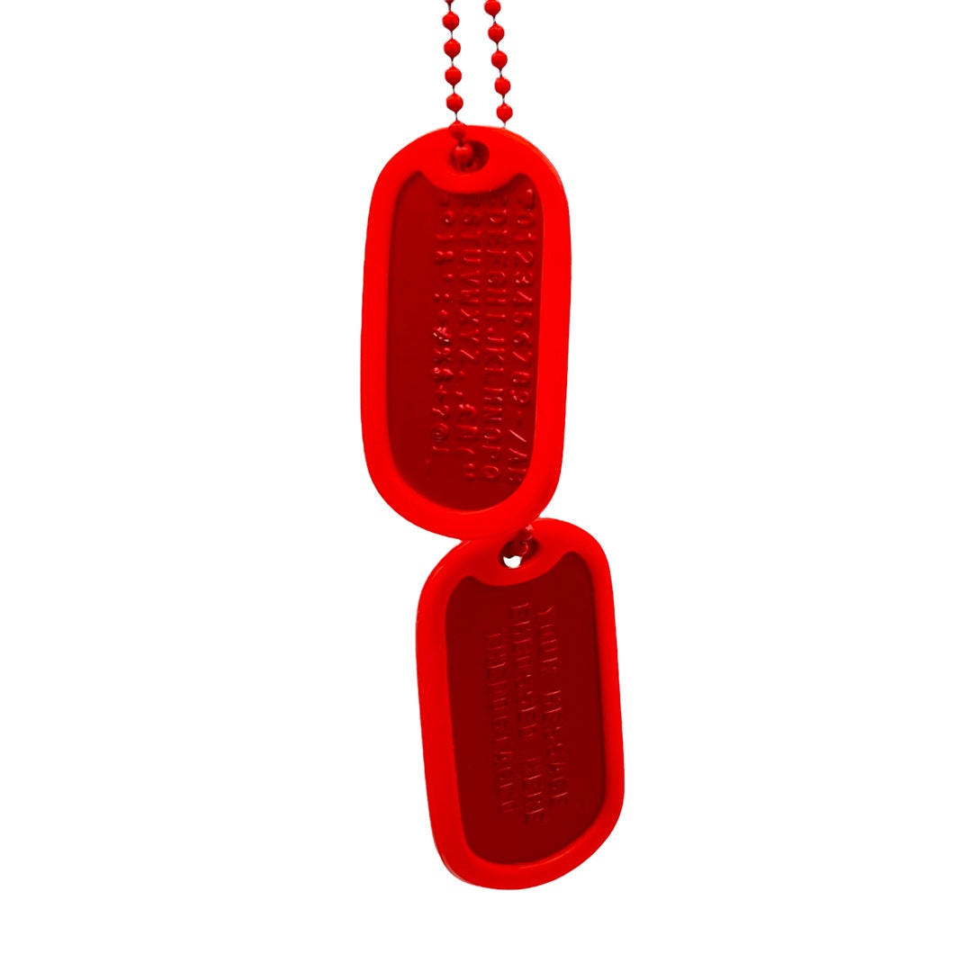PERSONALISED MILITARY RED Dog Tags U.S. Army Set Medi Alert Anodized ...
