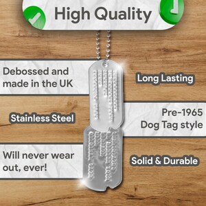 Personalized WW2 U.S. Army Dog Tag Set: Debossed Stainless Steel ...