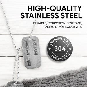 WOLVERINE LOGAN Brushed Steel Double Dog Tags Pendant Necklace - Ball ...