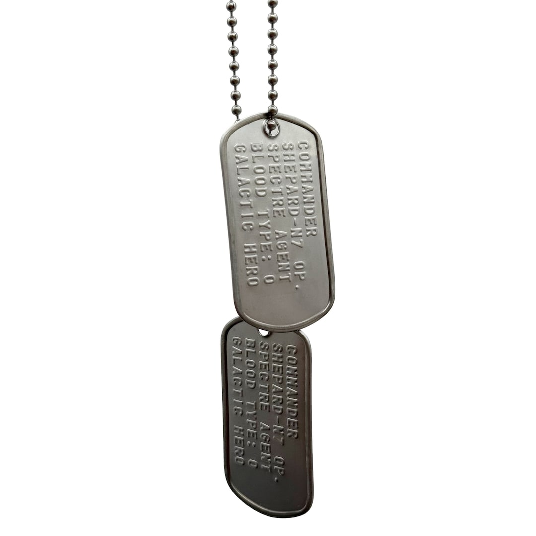Commander Shepard Dog Tags: Stainless Steel Space RPG Cosplay Replica ...
