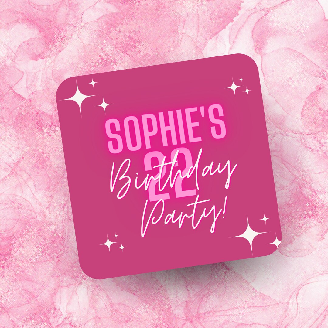 Personalised 'birthday Party' MDF Cork COASTER - Customisable Birthday ...