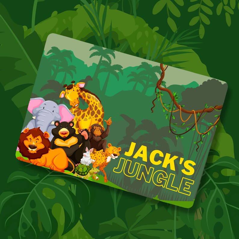 Large Customisable Kids Jungle Theme Custom Placemat - Personalised ...