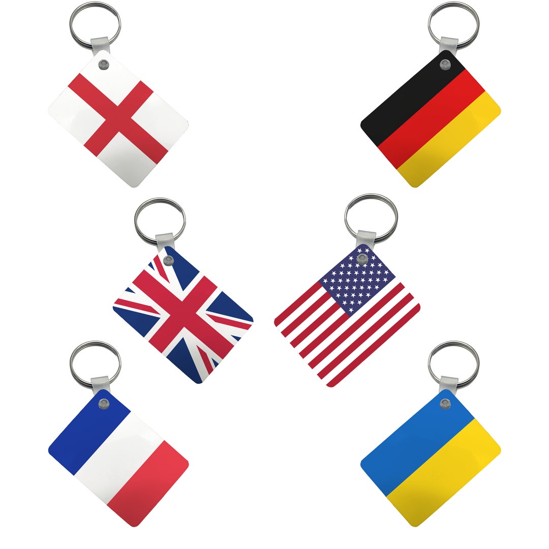 Country Flag ID Tags (keyrings) Double Sided Print World Flags - World ...