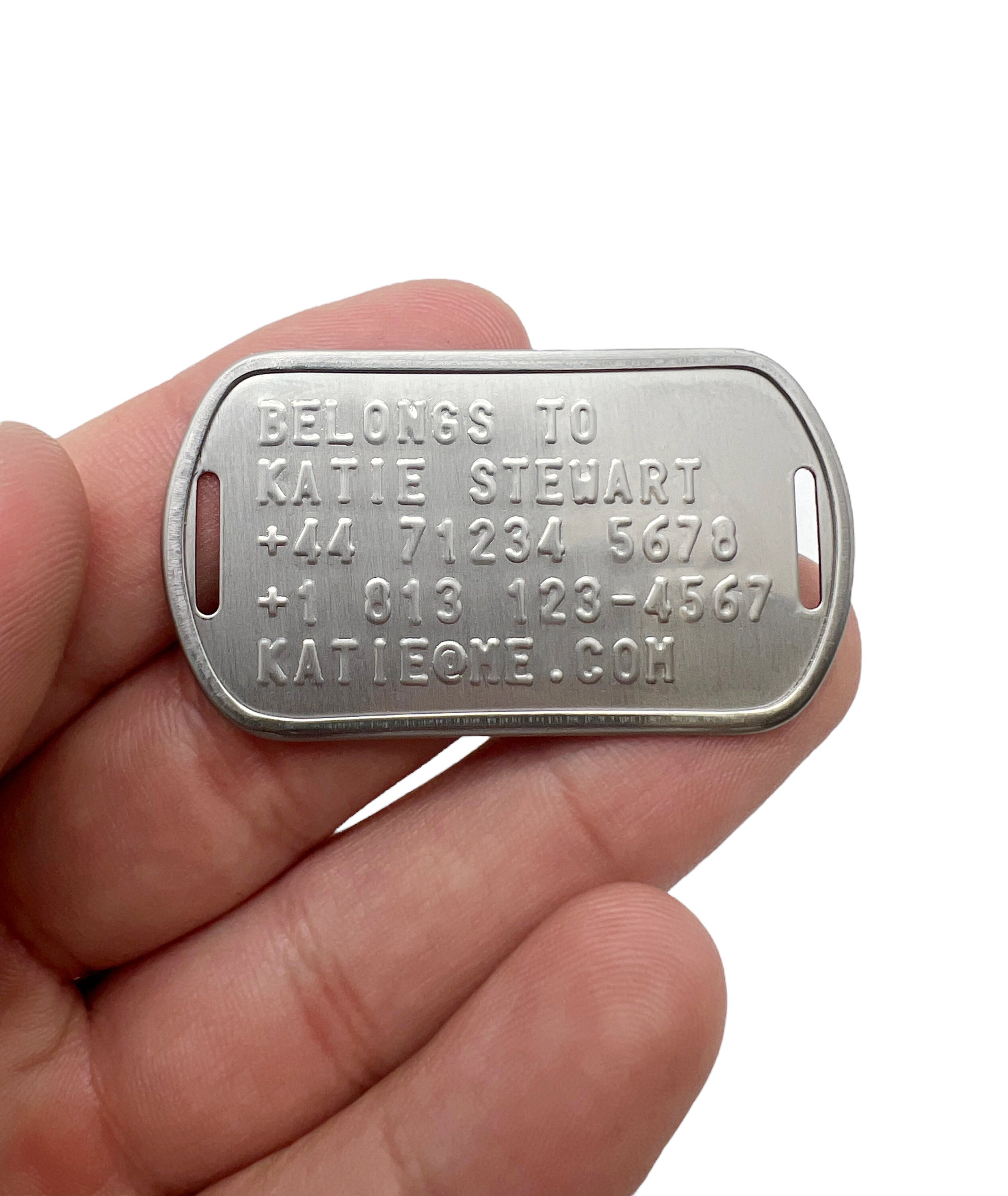 Personalised Stainless Steel Nameplate 2 Slot Dog Tag single - Etsy
