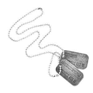 WOLVERINE LOGAN Brushed Steel Double Dog Tags Pendant Necklace - Ball ...