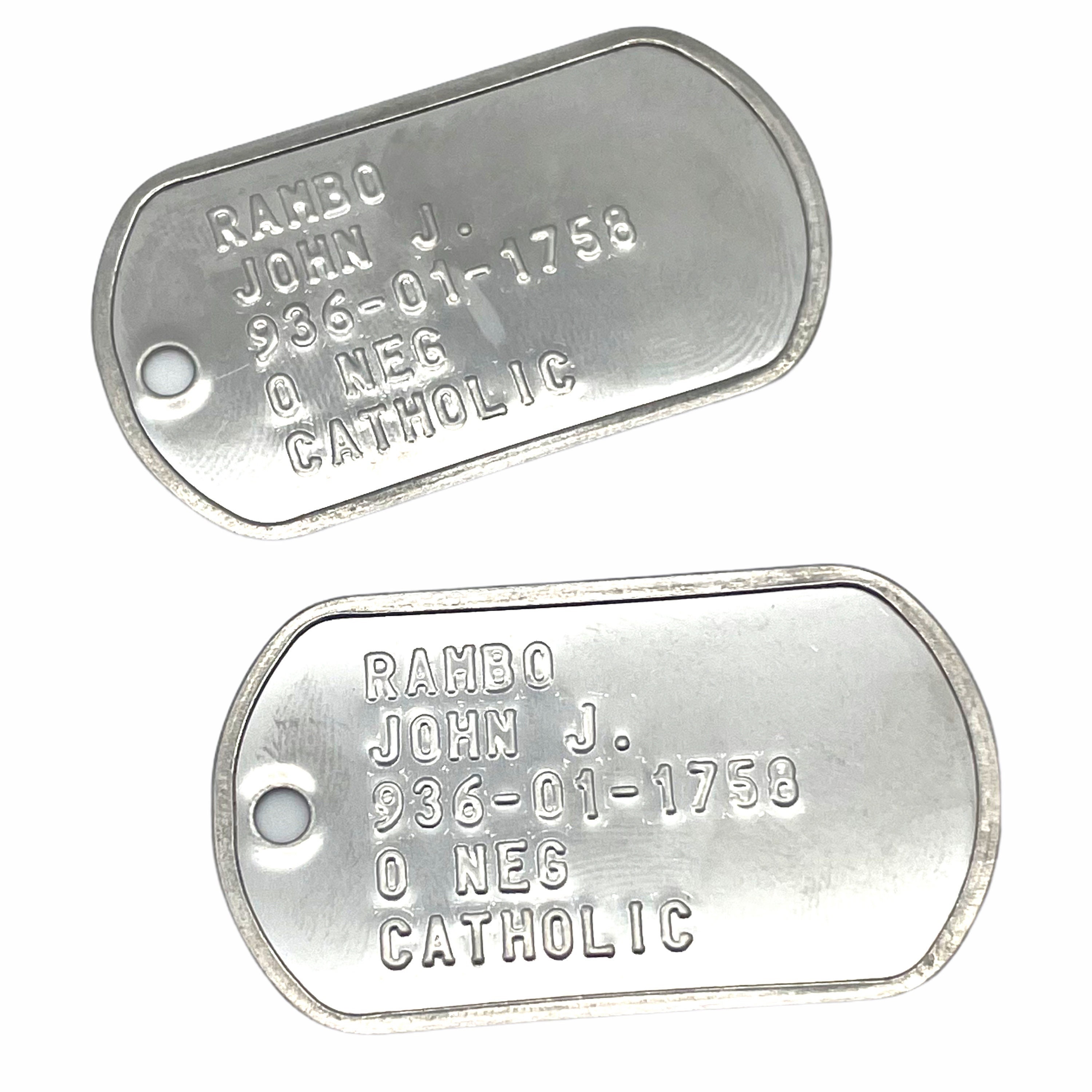 John James 'RAMBO' Military Dog Tags Set Cosplay Prop - Etsy UK