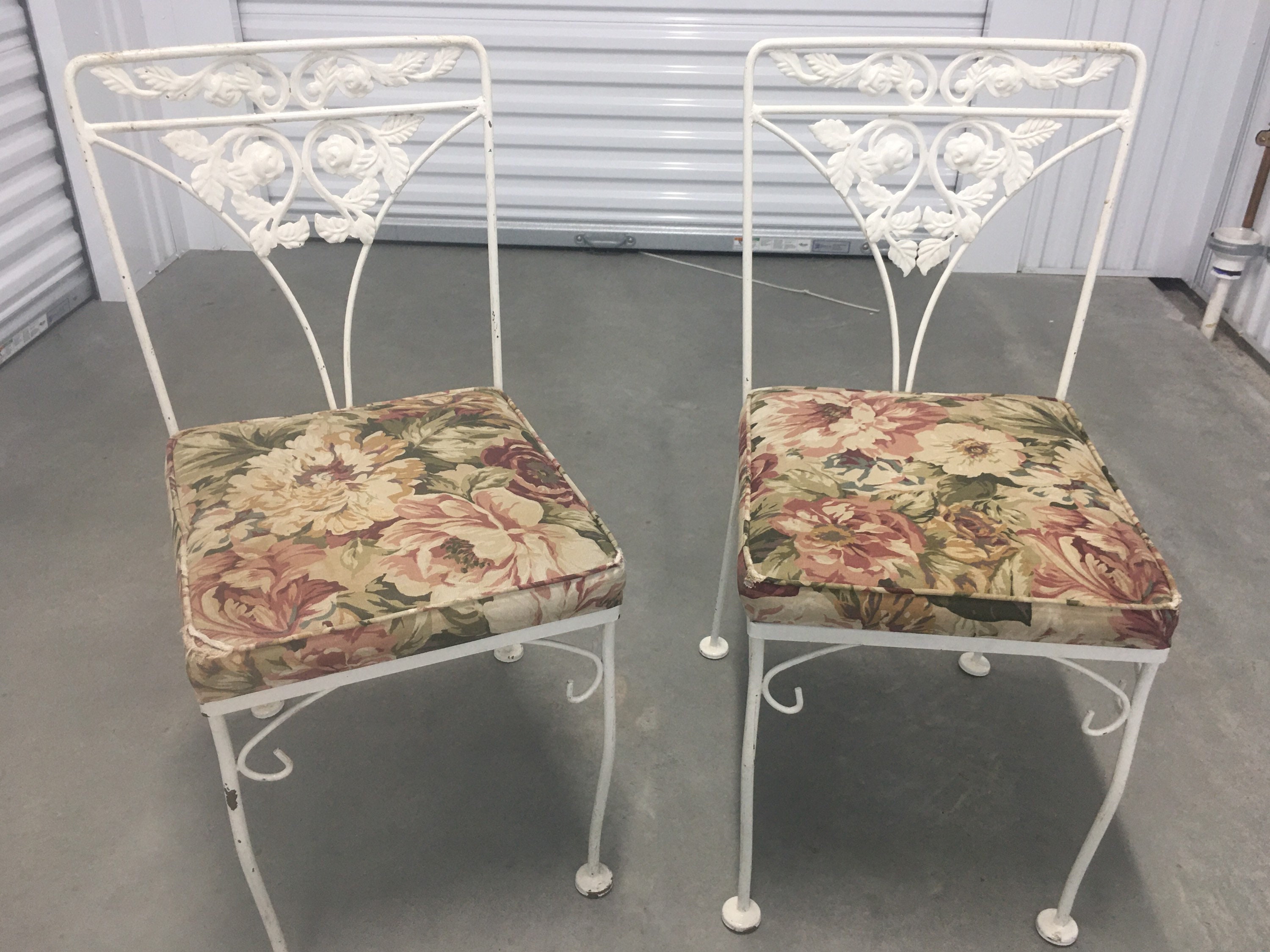 Pair of Vintage 1960 s Woodard Chantilly Rose Patio Dining Chairs Etsy