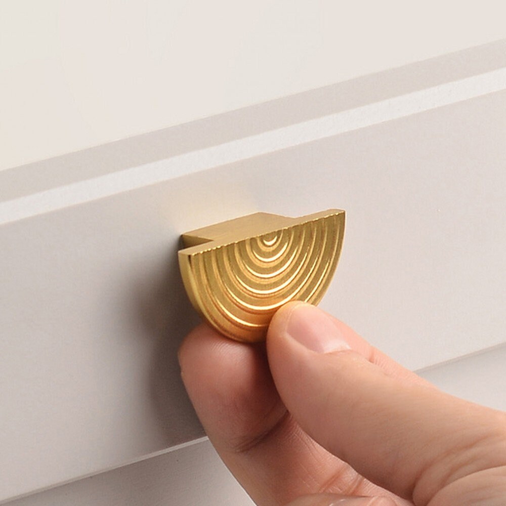 3.75" Brushed Gold Semicircle Handles Round Drawer Pulls Handle Dresser ...