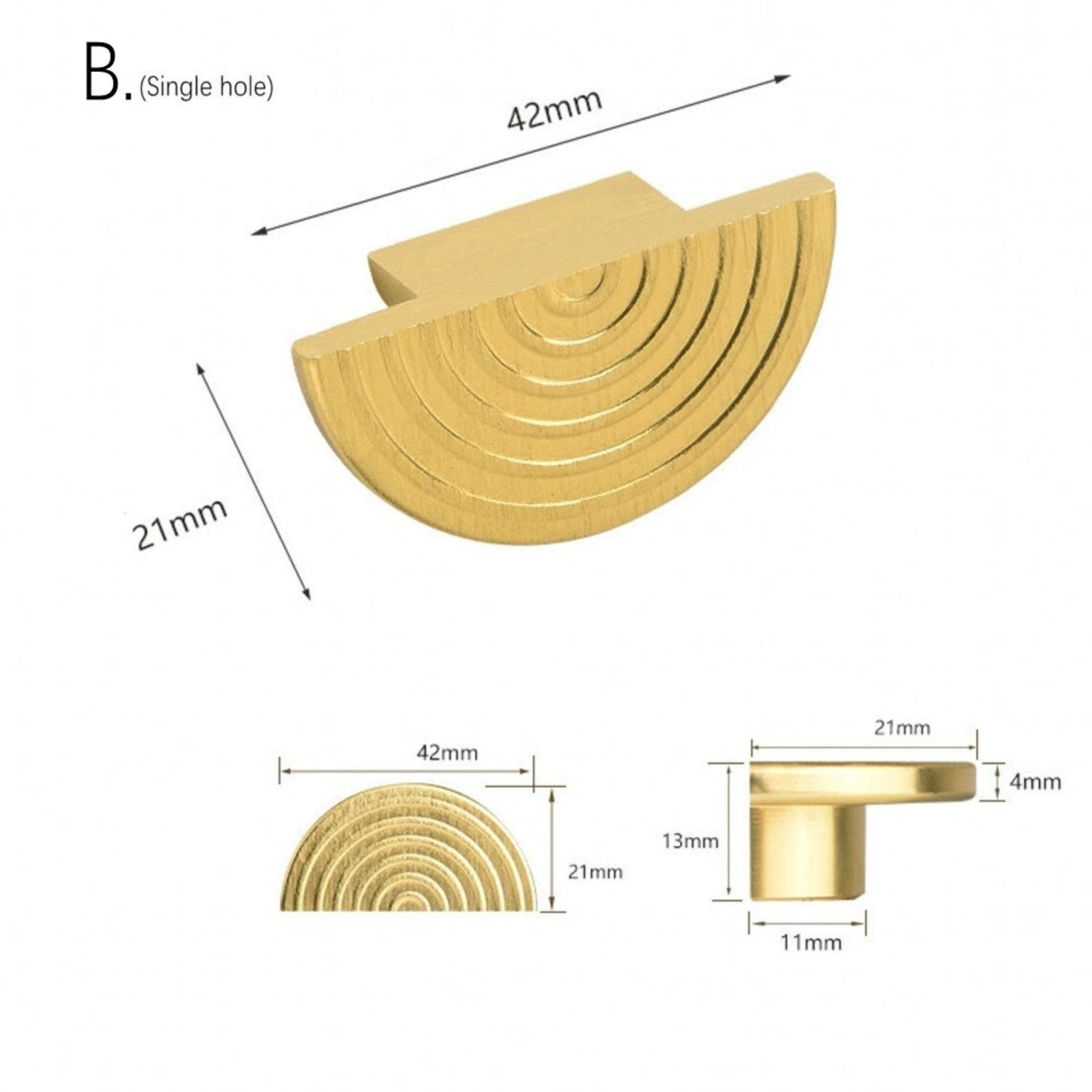 3.75" Brushed Gold Semicircle Handles Round Drawer Pulls Handle Dresser ...