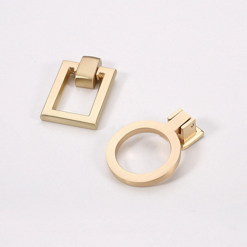 Gold Bamboo Drop Door Pull Circle Ring Drawer Pulls Dresser Pulls Knob ...