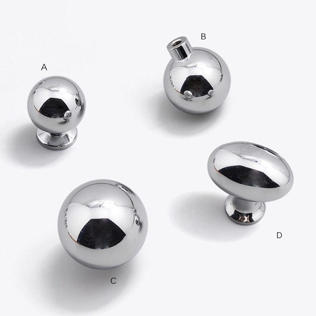Chrome Ball Doorknobs Drawer Pulls Knobs Dresser Knob Spherical Knob ...